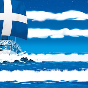 Greek Inspired Poster, Flag Redesign Greece, Wall Poster A3 A4 Digital ...