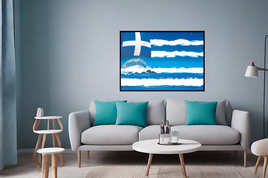 Greek Inspired Poster, Flag Redesign Greece, Wall Poster A3 A4 - Etsy
