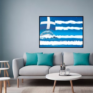 Greek Inspired Poster, Flag Redesign Greece, Wall Poster A3 A4 - Etsy