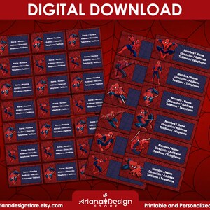 Spiderman Printable Name Tags, Spiderman School Stickers, Spiderman ...