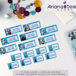 Frozen Personalized Name Tags, Frozen School Stickers, Frozen Notebook ...