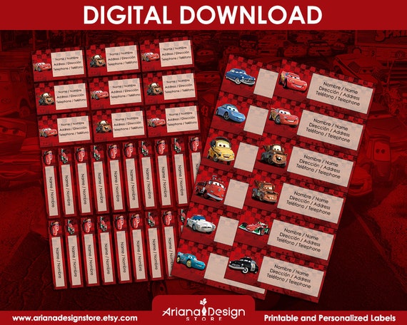 Cars Personalized Name Tags Cars School Stickers Cars - Etsy