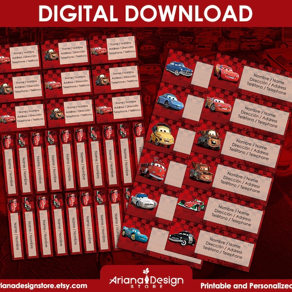 Lightning Mcqueen Name Labels - Etsy