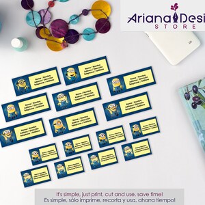 Minions Personalized Name Tags, Minions School Stickers, Minions Labels ...