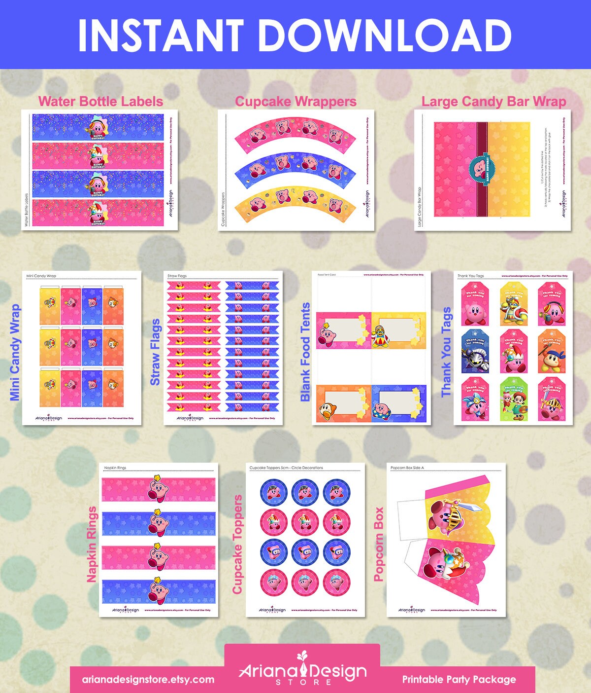 Kirby Party Decorations Kirby Printable Birthday Party - Etsy Canada