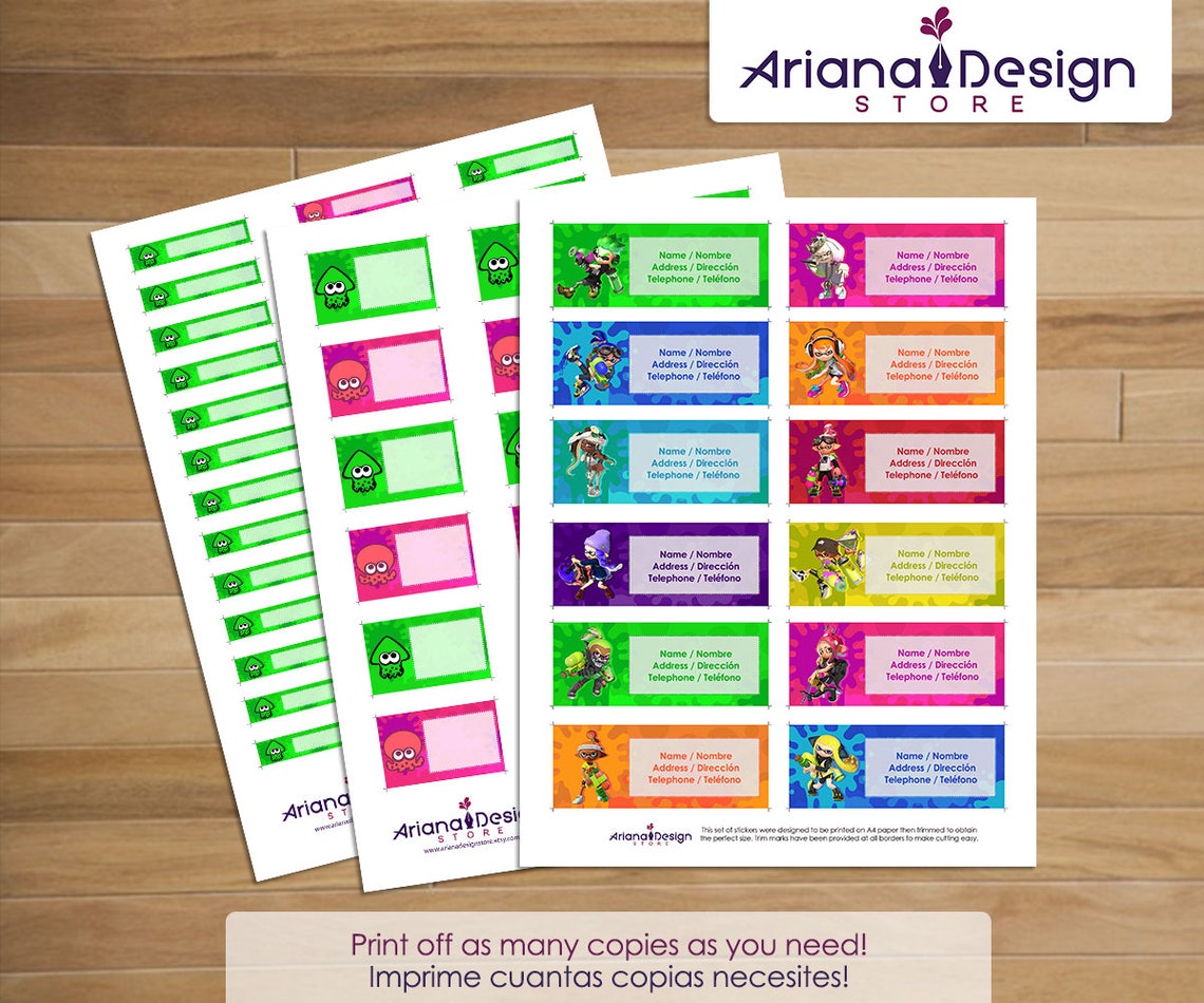 Splatoon Name Tags Splatoon 2 School Stickers Splatoon - Etsy