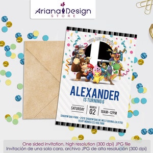 Smash Bros Digital Invitation | Smash Bros Birthday Invitation | Smash ...