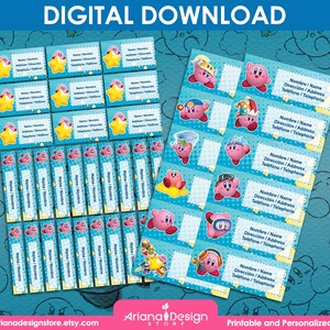 Kirby Personalized Name Tags Kirby School Stickers Kirby - Etsy