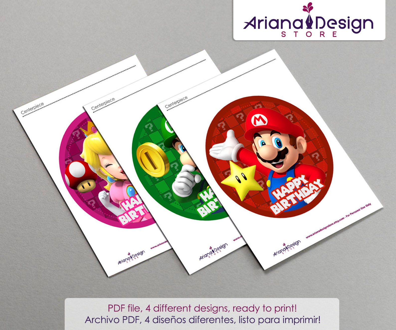 Super Mario Centerpieces Printables Mario Bros Table | Etsy