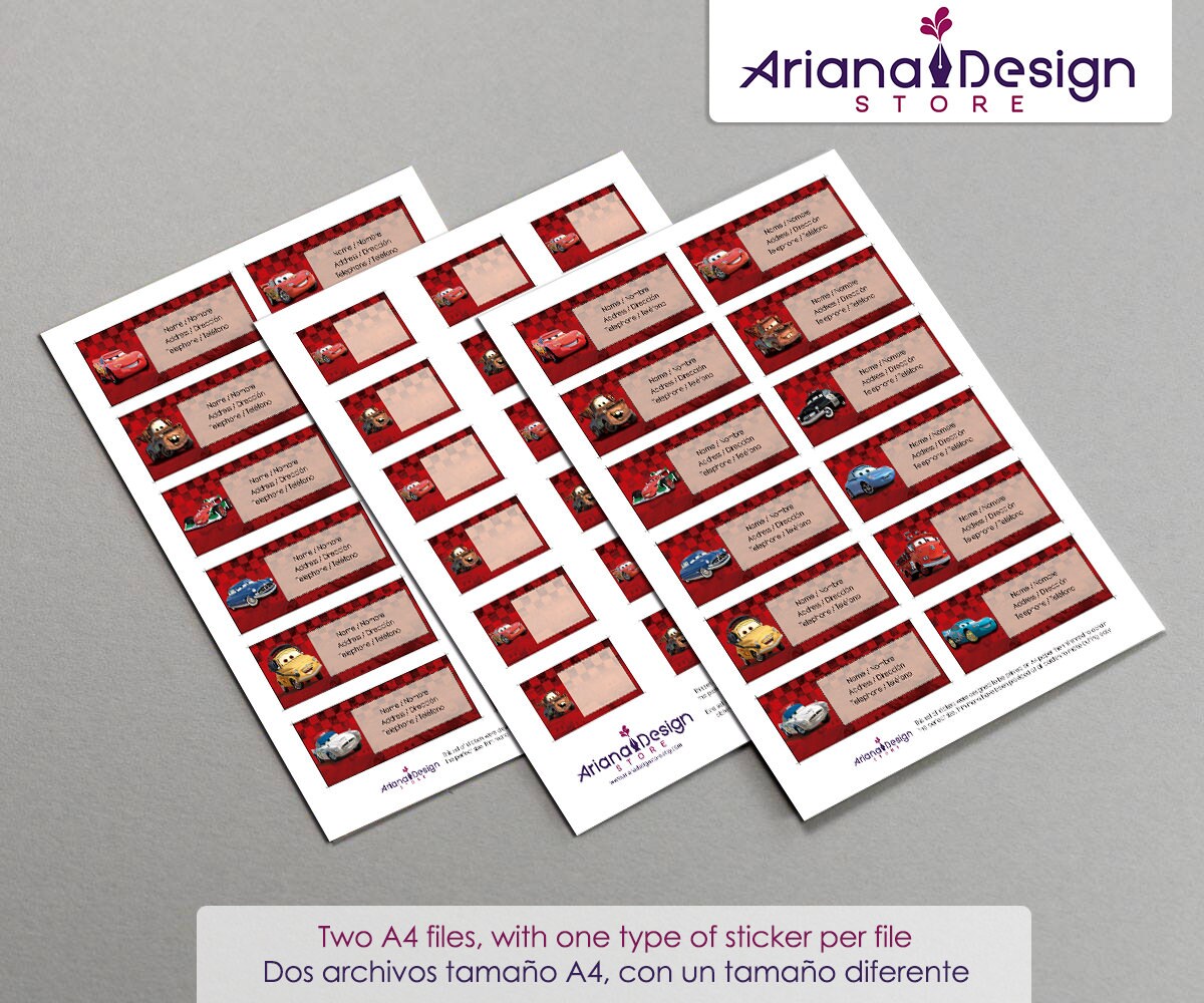 Cars Personalized Name Tags, Cars School Stickers, Cars Labels, Cars ...