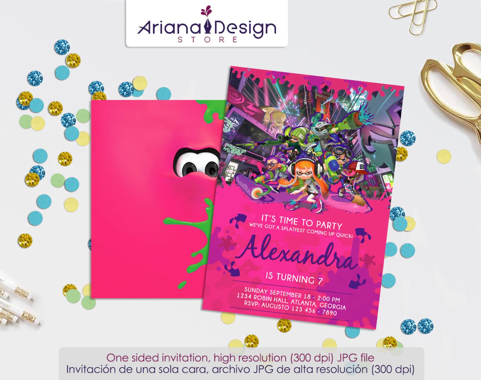 Splatoon Invitation Kit | Splatoon 2 Digital Card | Splatoon Birthday ...