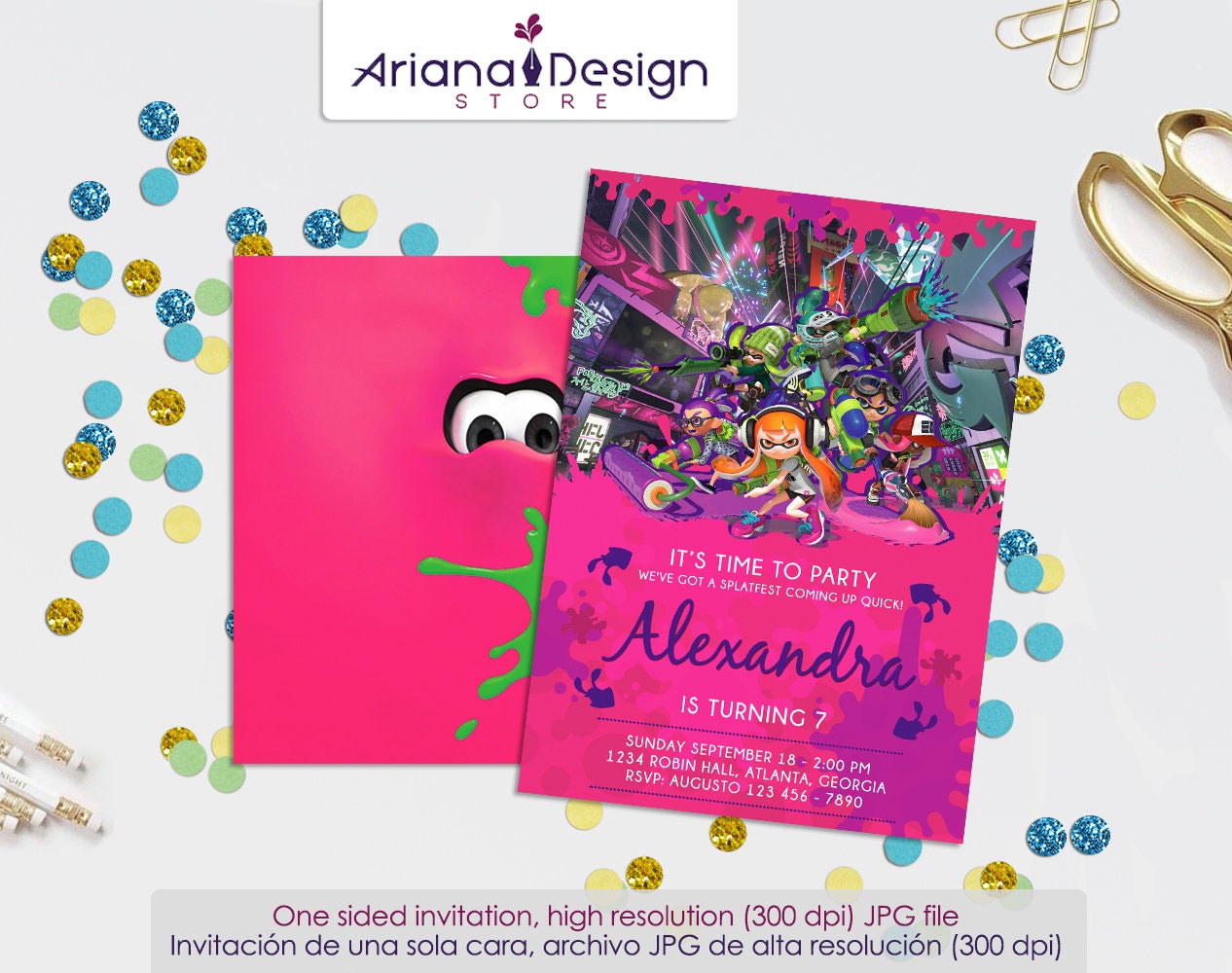 Splatoon Invitation Kit | Splatoon 2 Digital Card | Splatoon Birthday ...