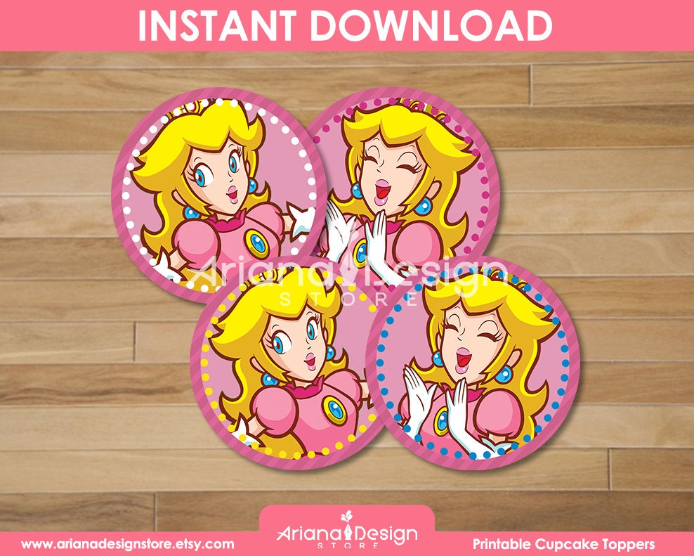 Princess Peach Cupcake Toppers Printables Mario Princess Cupcakes ...
