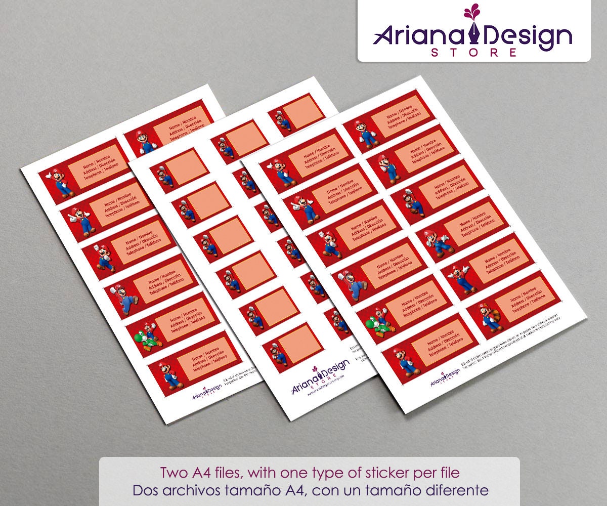 Super Mario Bros Printable Name Tags, Mario Bros School Stickers, Super ...