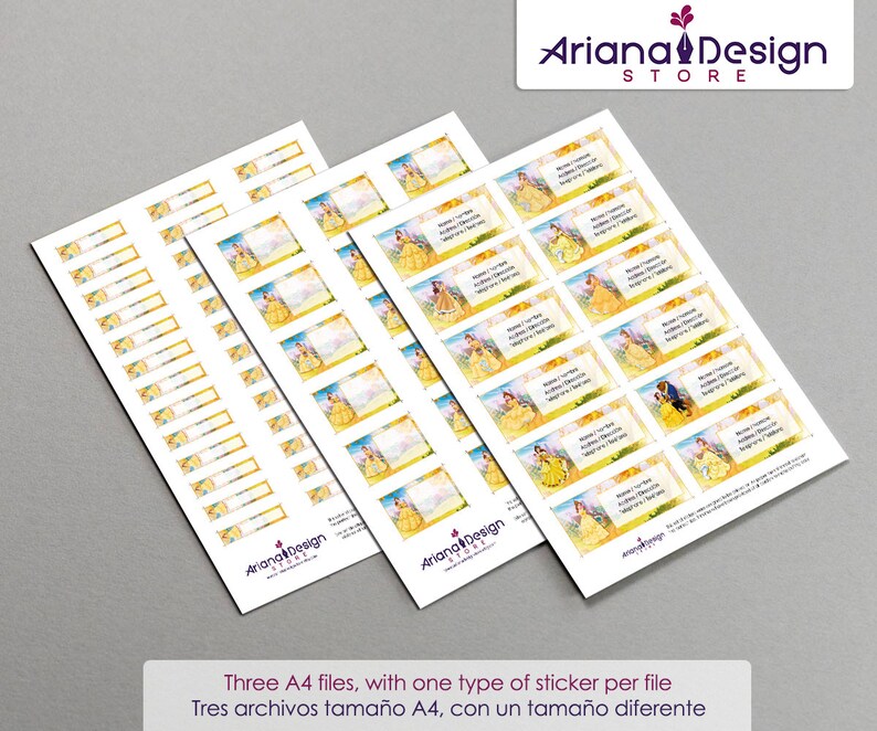 Princess Belle Name Tags Beauty & the Beast School Stickers | Etsy