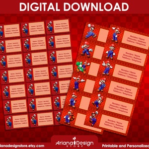 Super Mario Bros Printable Name Tags, Mario Bros School Stickers, Super ...