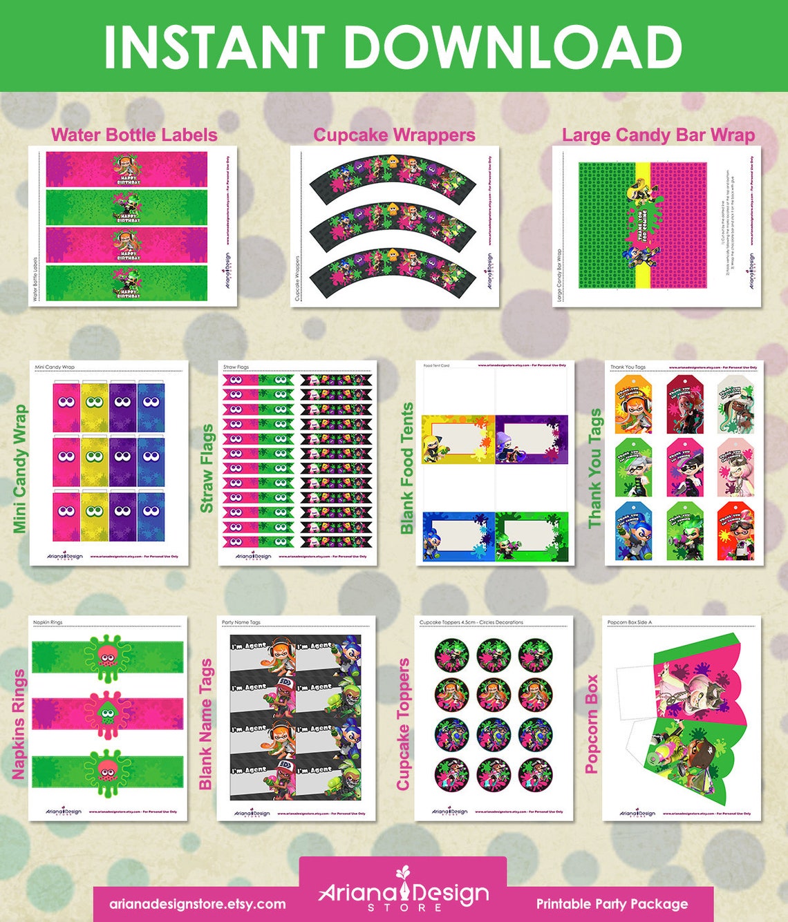 Splatoon Party Decorations Splatoon Birthday Party - Etsy
