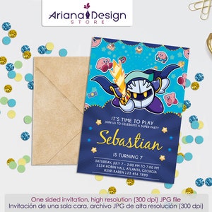 Meta Knight Digital Invitation | Meta Knight Birthday Invitation | Meta ...