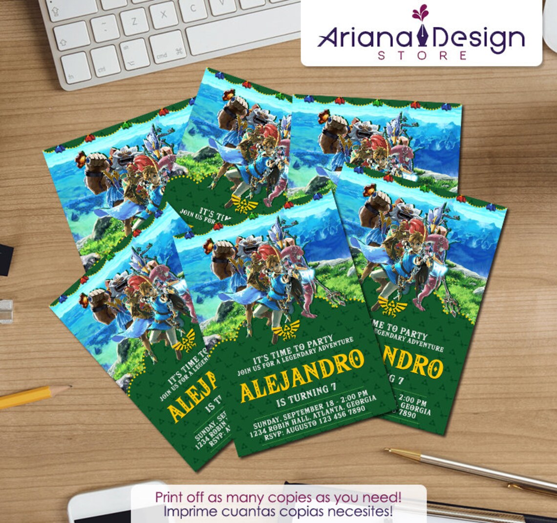 Legend of Zelda Invitation | Zelda Birthday Invitation | Legend of ...