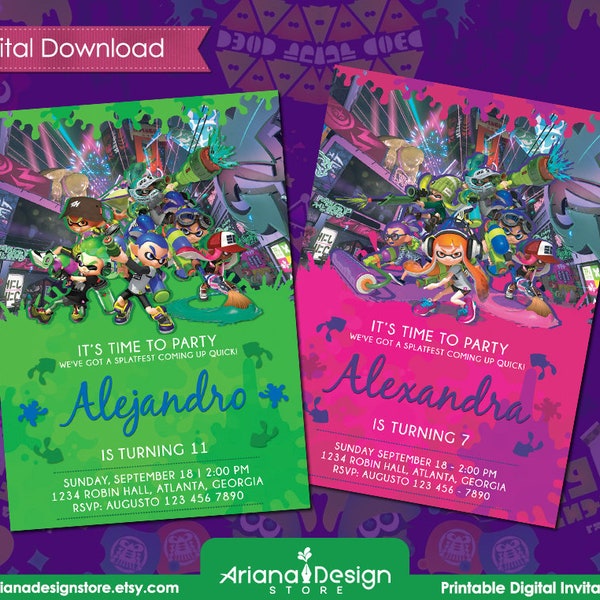 Splatoon Birthday Invitation - Etsy
