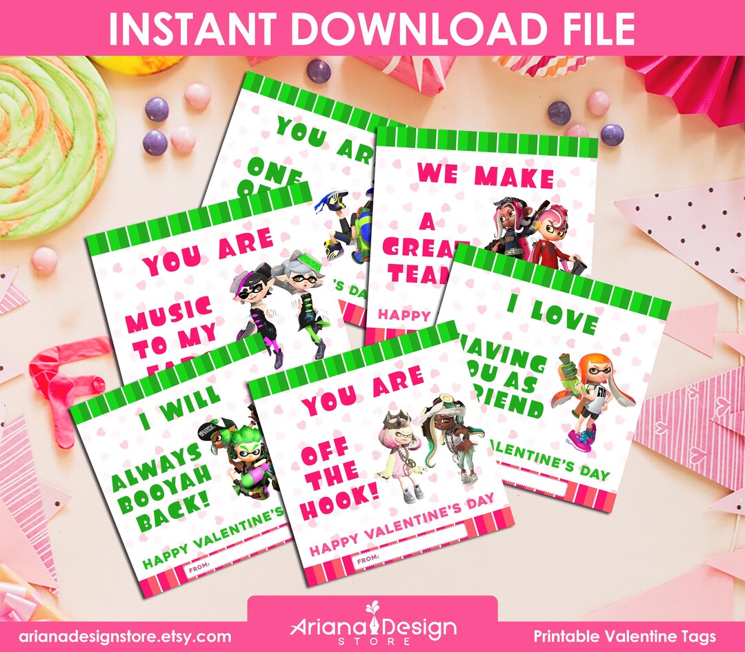 Splatoon Valentine's Day Card, Splatoon Friendship Cards, Splatoon ...
