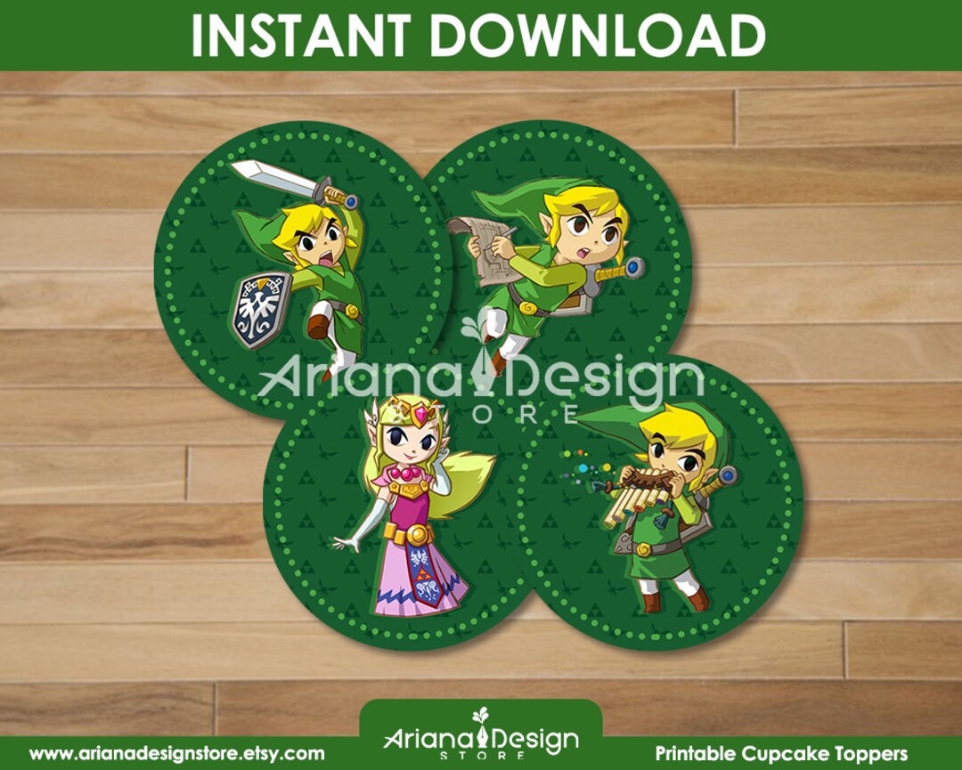 Legend of Zelda Cupcake Toppers Printables | Zelda Cupcakes Decoration ...