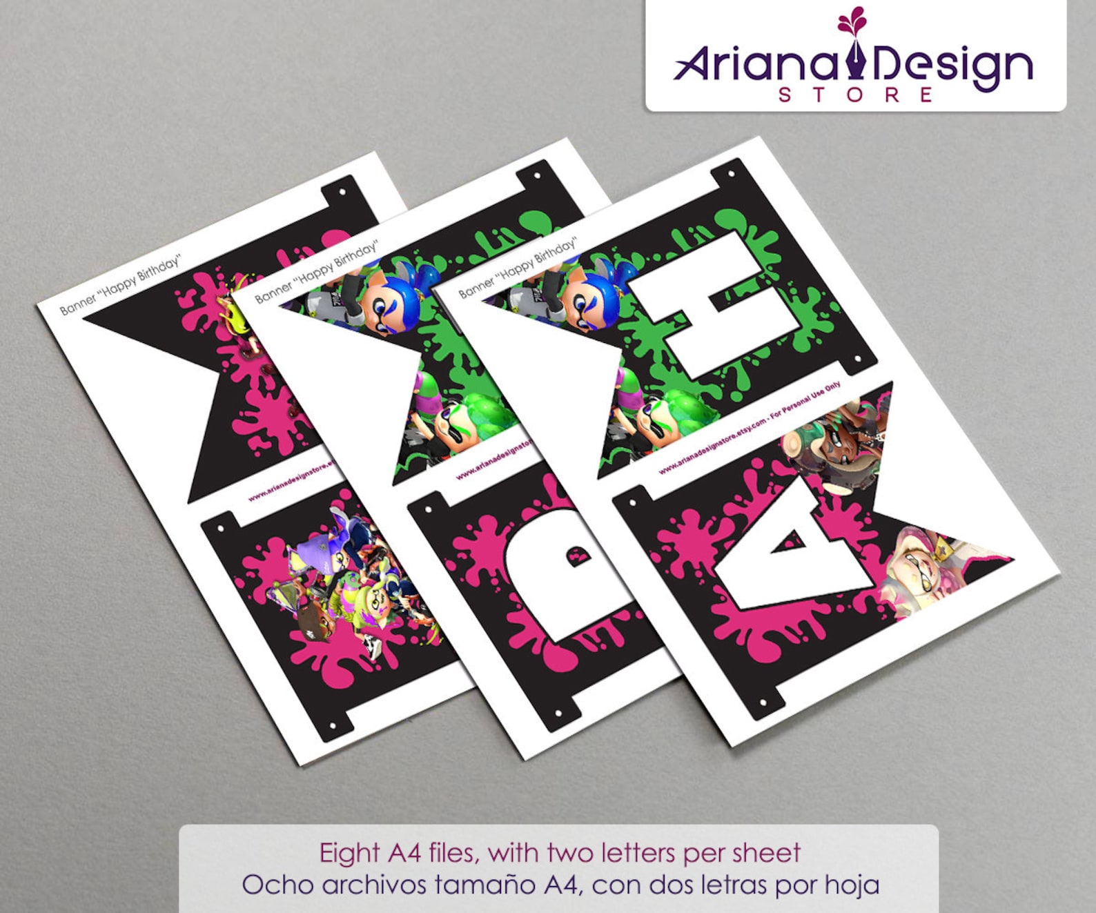 Splatoon Printable Birthday Banner Splatoon 2 Party Banner - Etsy Hong Kong