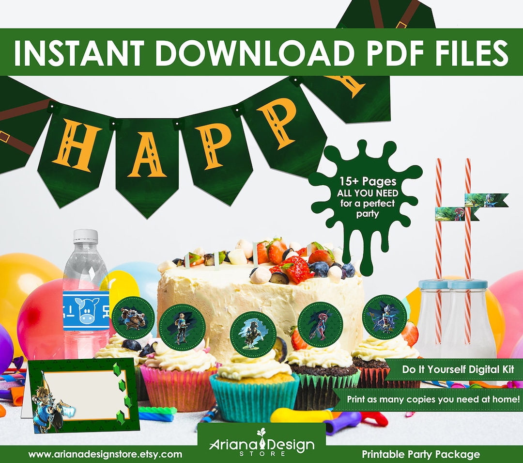 Legend of Zelda Party Decorations | Legend of Zelda Printable Birthday ...