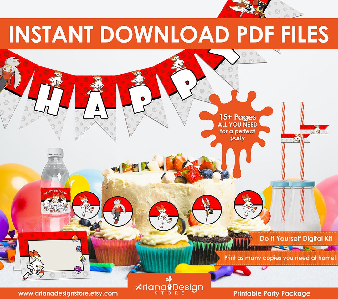 Scorbunny Party Decorations | Scorbunny Printable Birthday Party ...