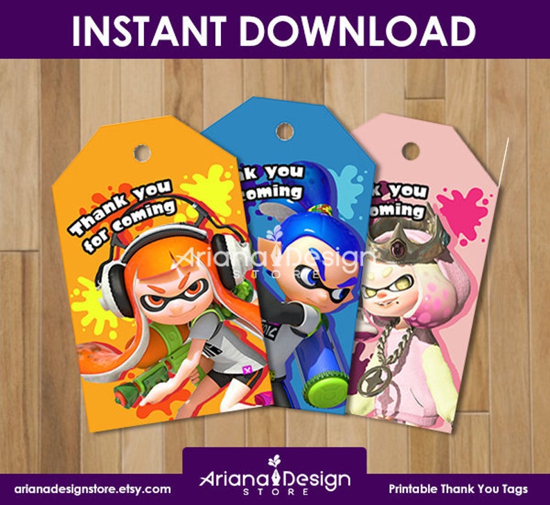 Splatoon Party Printable Thank You Tags Splatoon 2 Party | Etsy