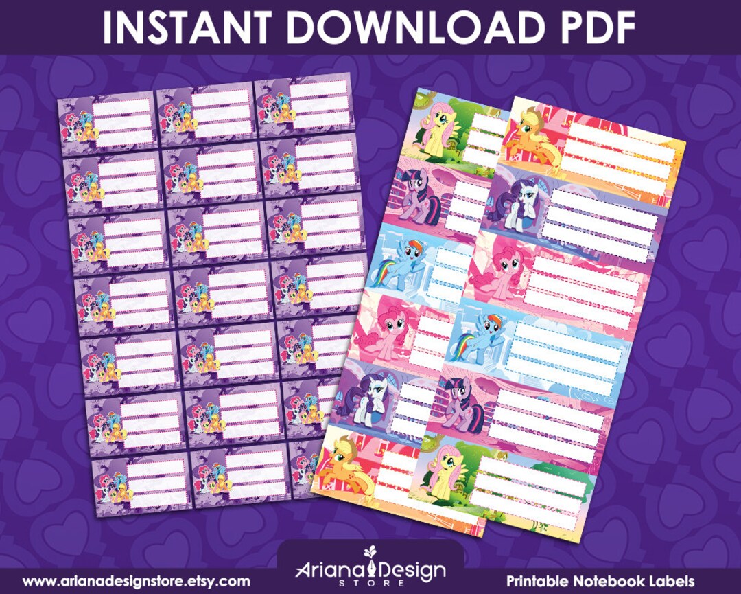 Pony Personalized Name Tags, Little Pony School Stickers, Pony Notebook ...