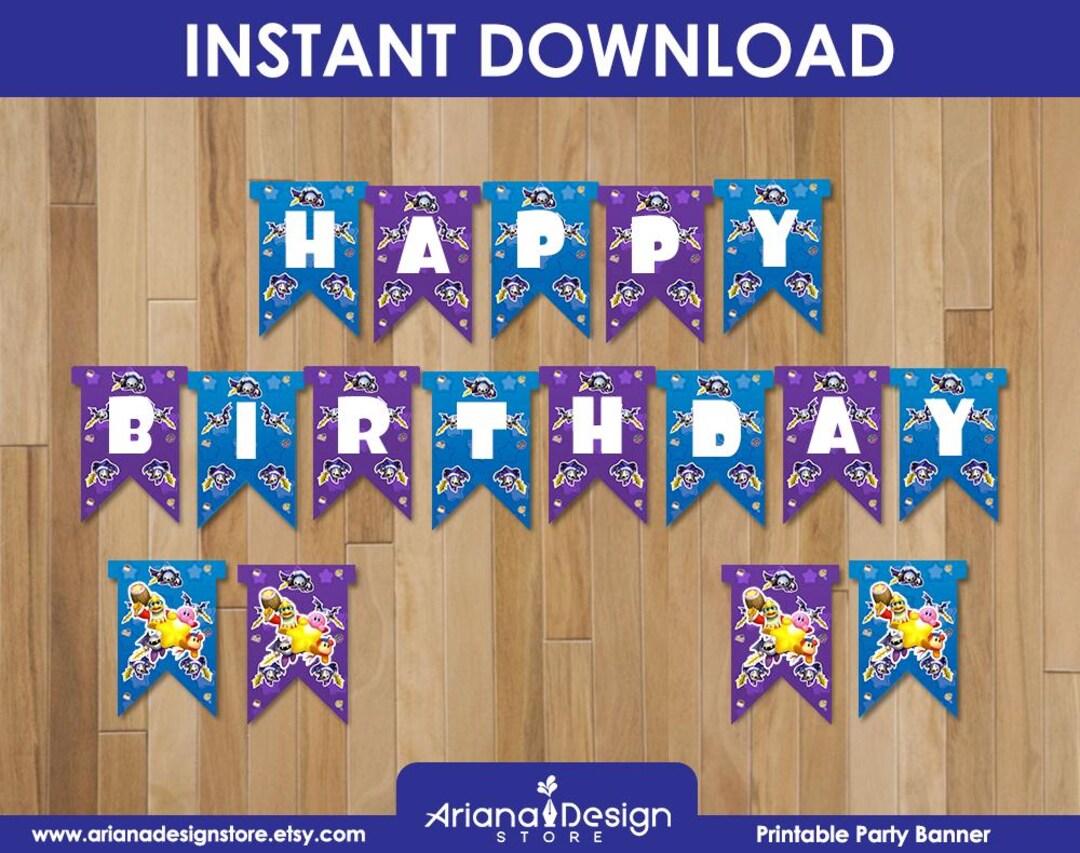 Meta Knight Printable Birthday Banner | Meta Knight Party Banner | Meta ...