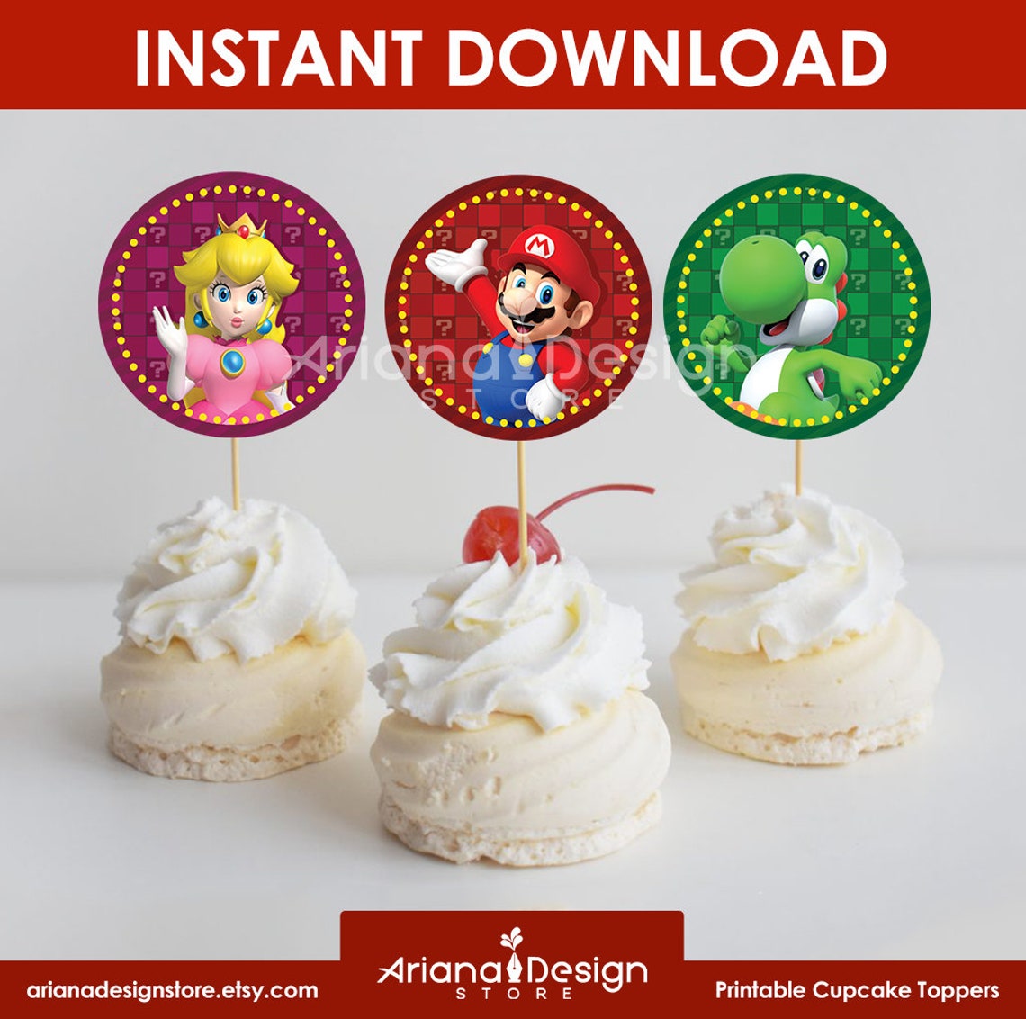 Mario Bros Cupcake Toppers Printables Super Mario Cupcakes - Etsy