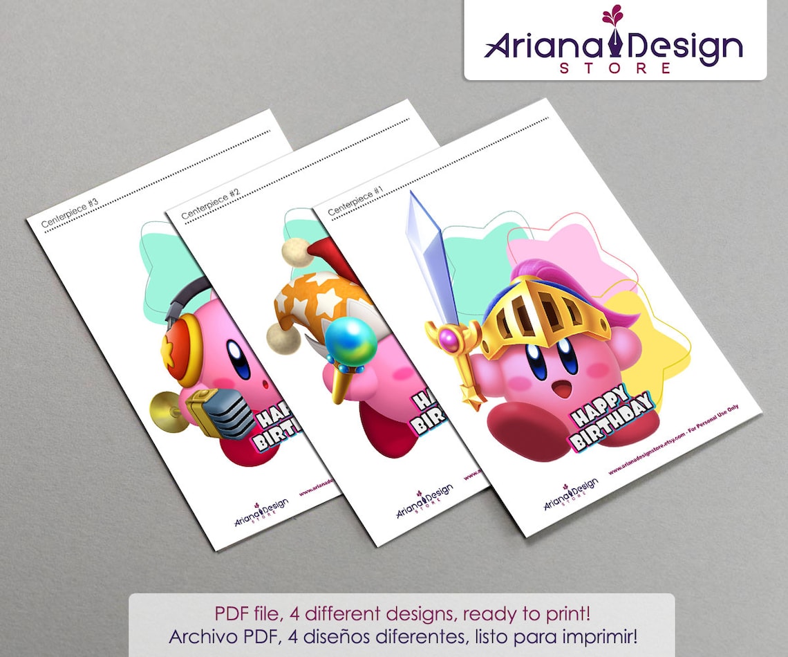Kirby Centerpieces Printables Kirby Table Decoration Kirby - Etsy