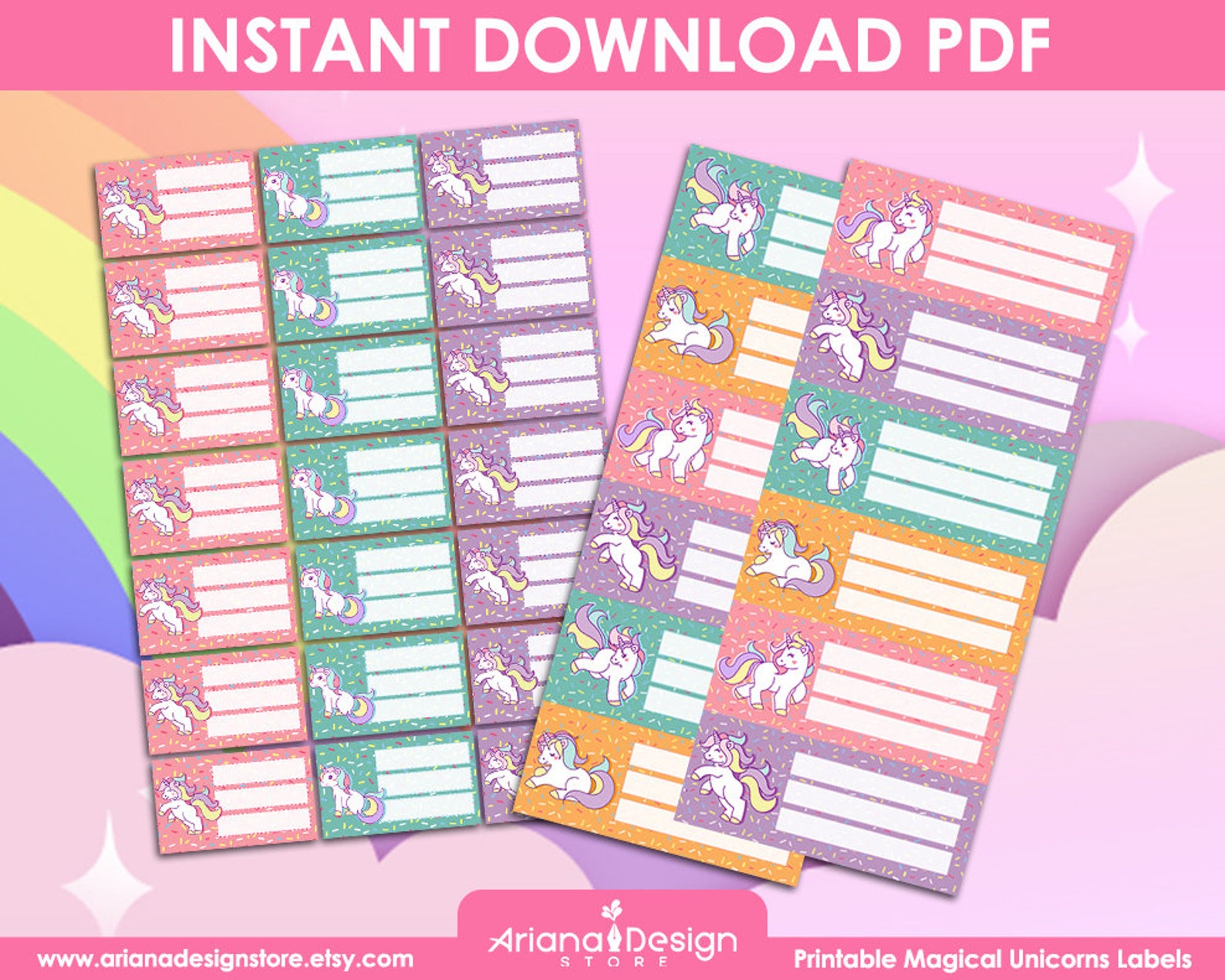 Magical Unicorns School Labels, Unicorn Name Tags, Unicorn School ...