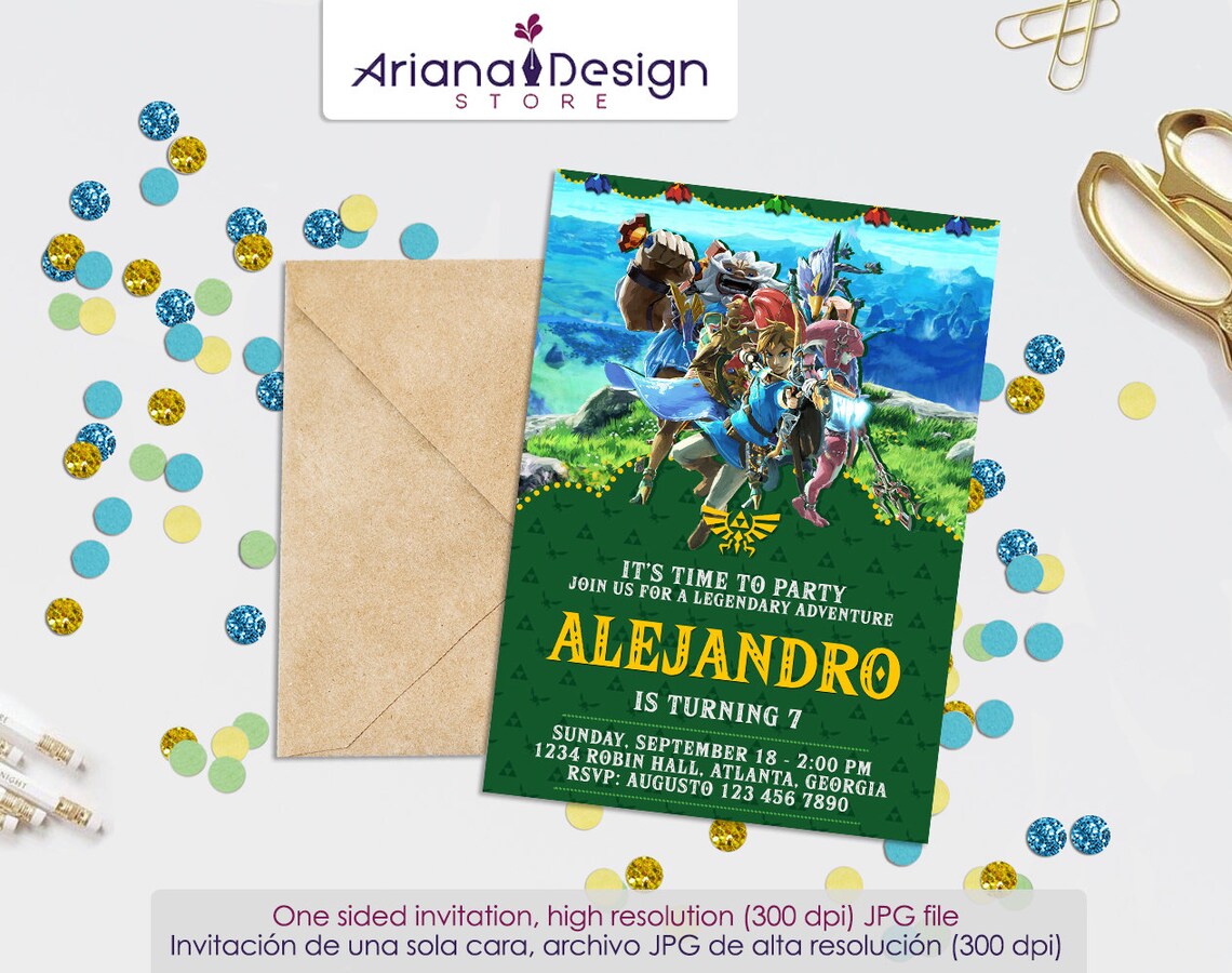 Legend of Zelda Invitation | Zelda Birthday Invitation | Legend of ...