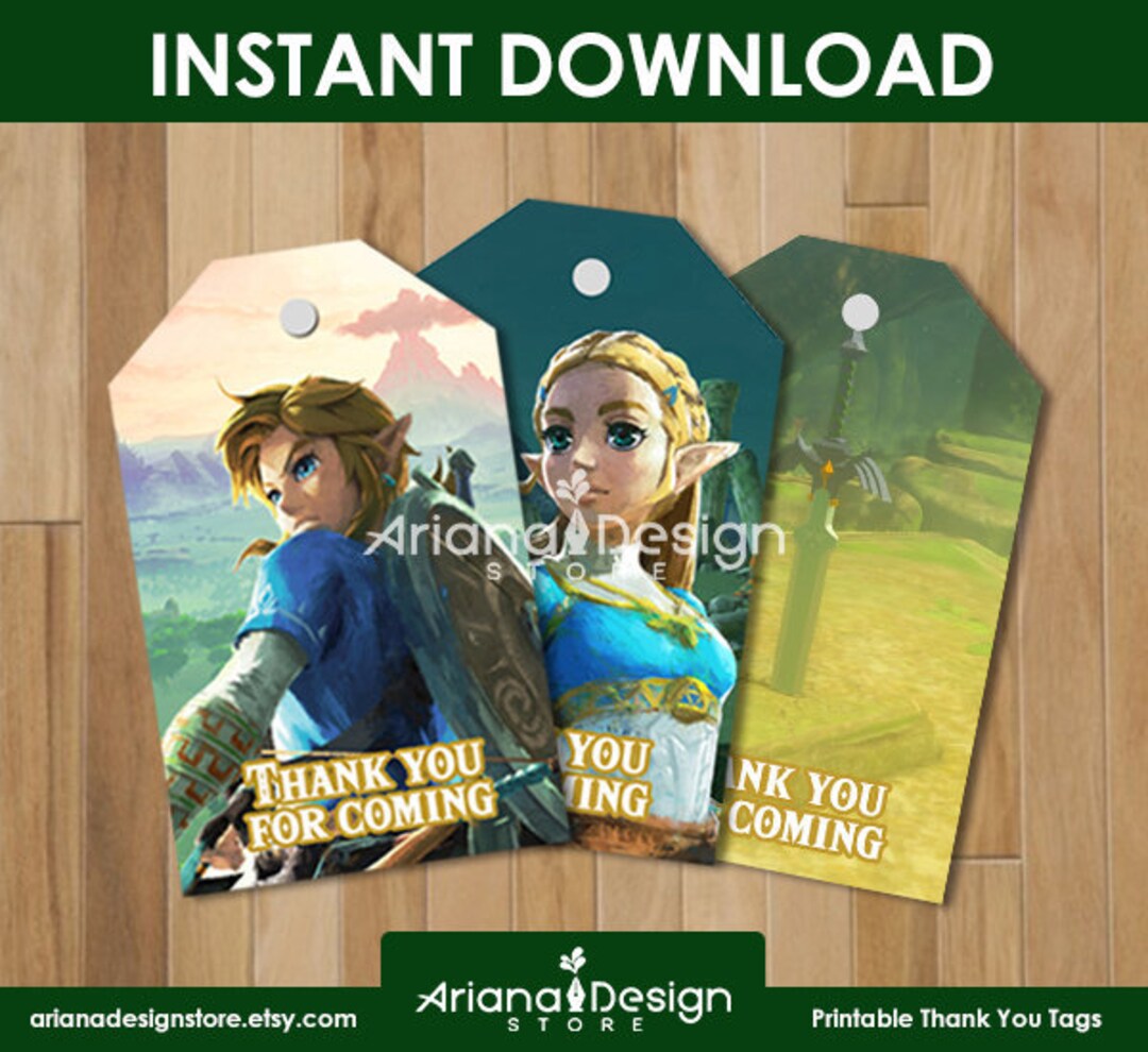 Zelda Party Printable Thank You Tags Zelda Party Favors - Etsy