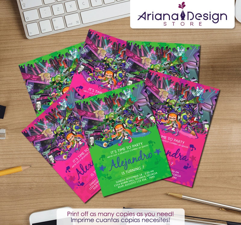 Splatoon Invitation Kit Splatoon 2 Digital Card Splatoon - Etsy Australia
