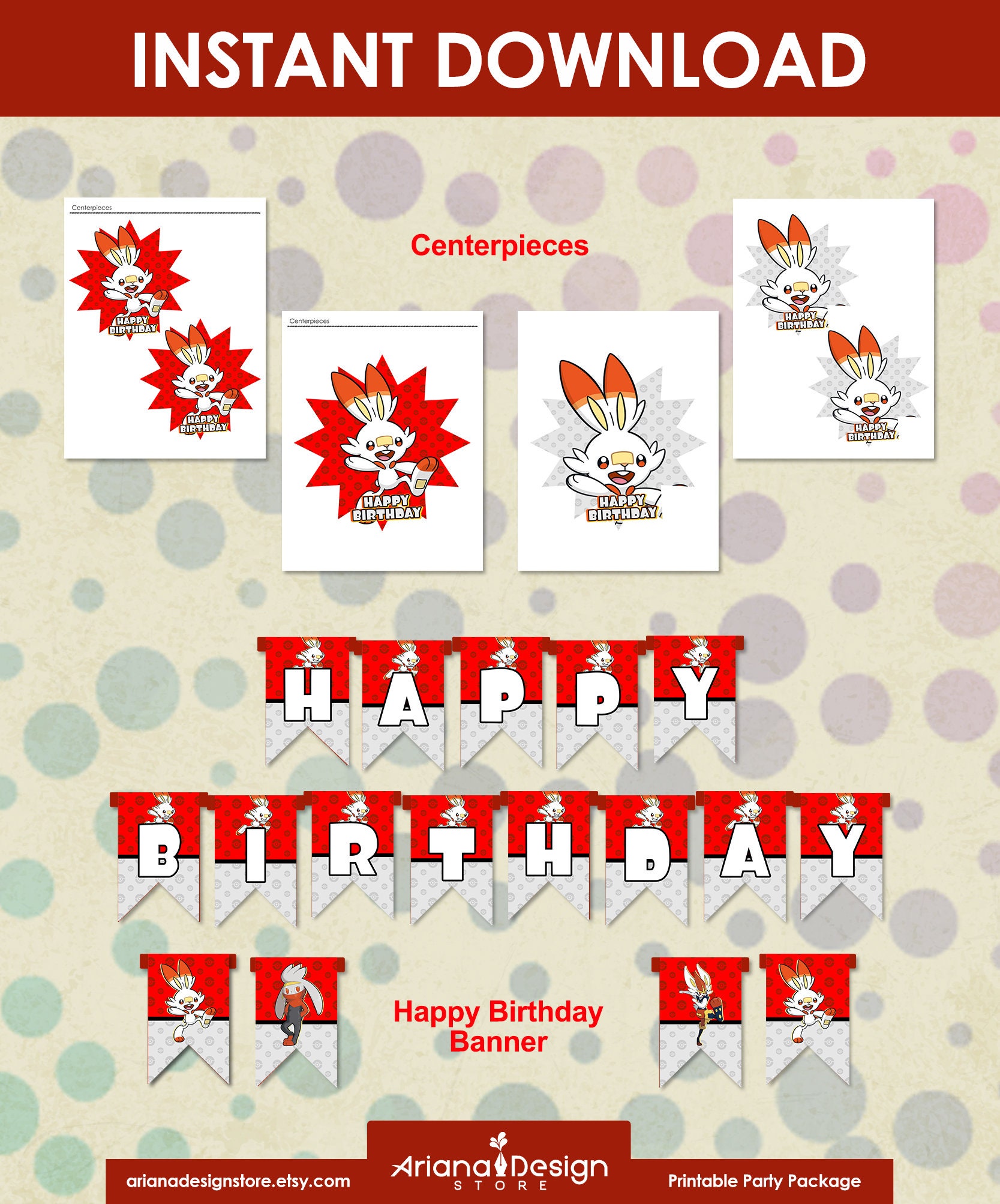 Scorbunny Party Decorations | Scorbunny Printable Birthday Party ...