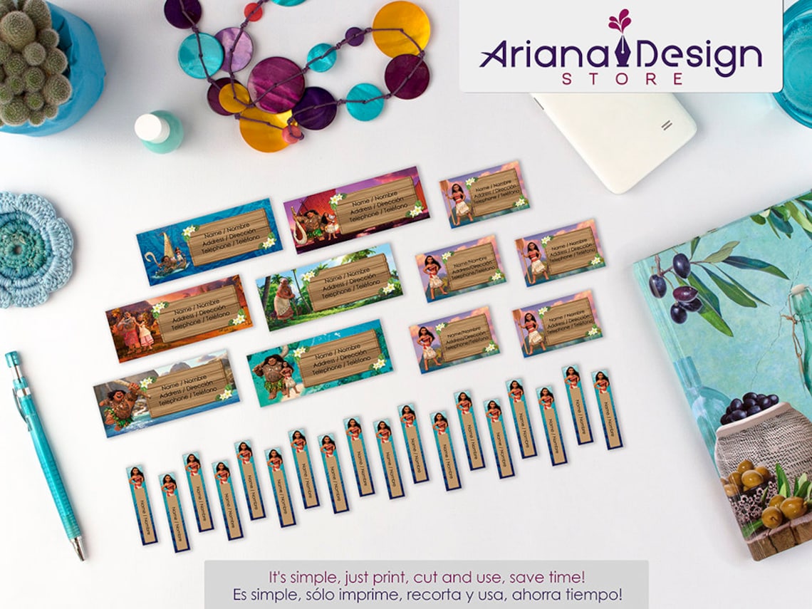 Moana Personalized Name Tags Moana School Stickers Moana | Etsy Canada