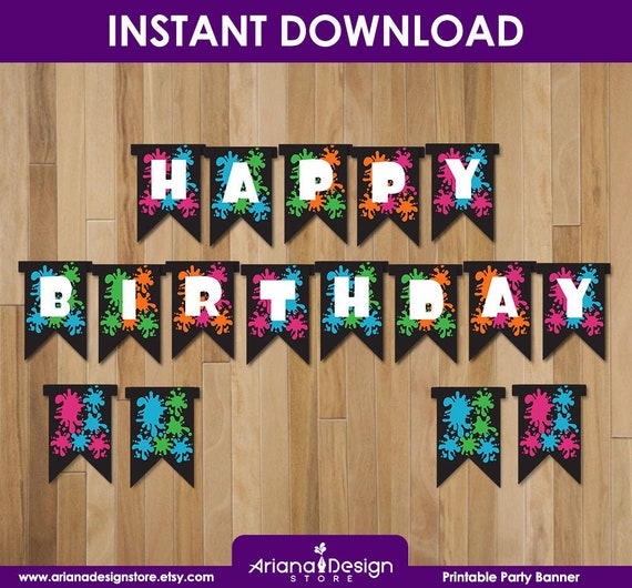 Art Party Birthday Banner | Paintball Party Banner | Art Printable ...