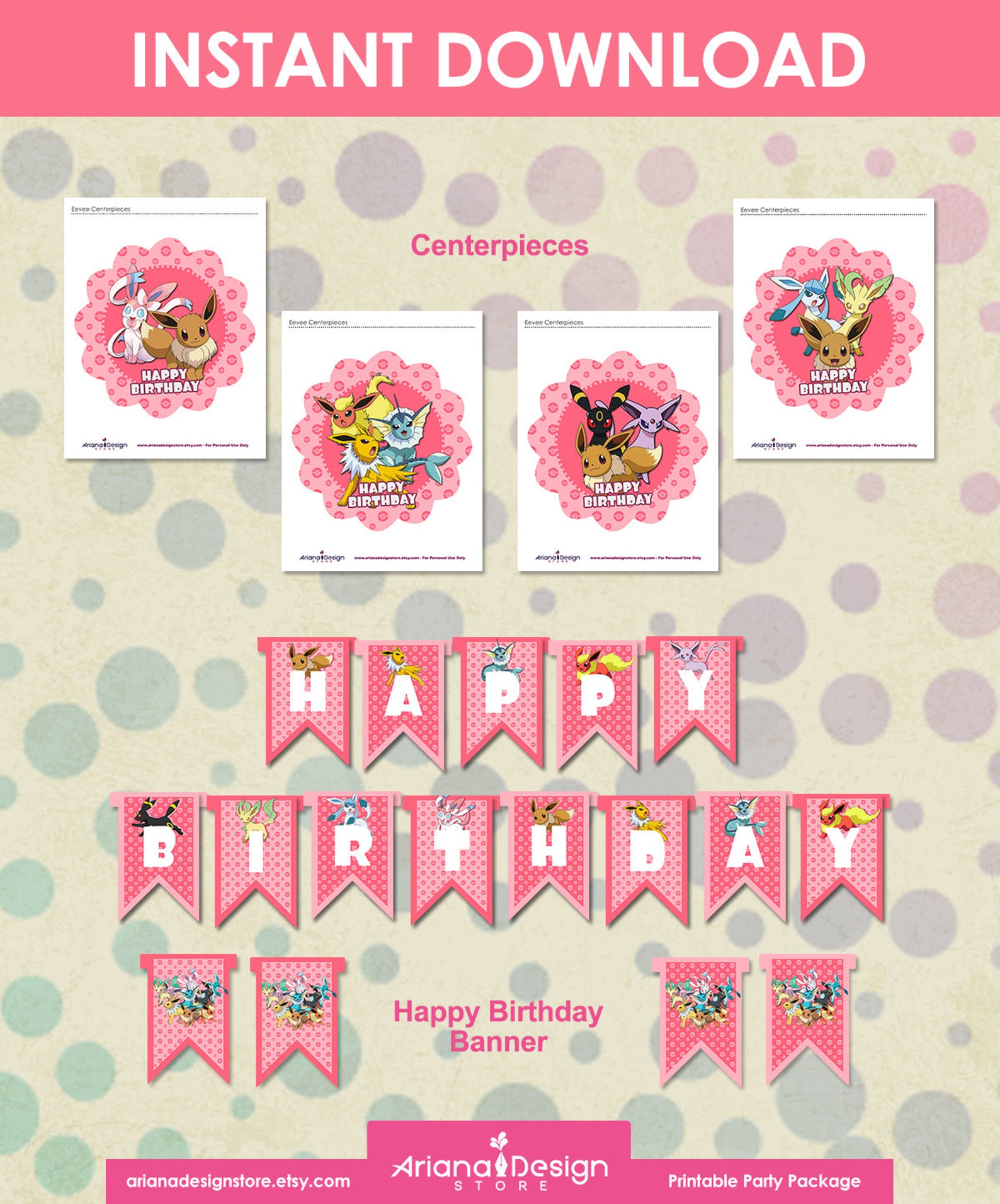 Evolutions Pink Party Decorations Evolutions Pink Printable - Etsy