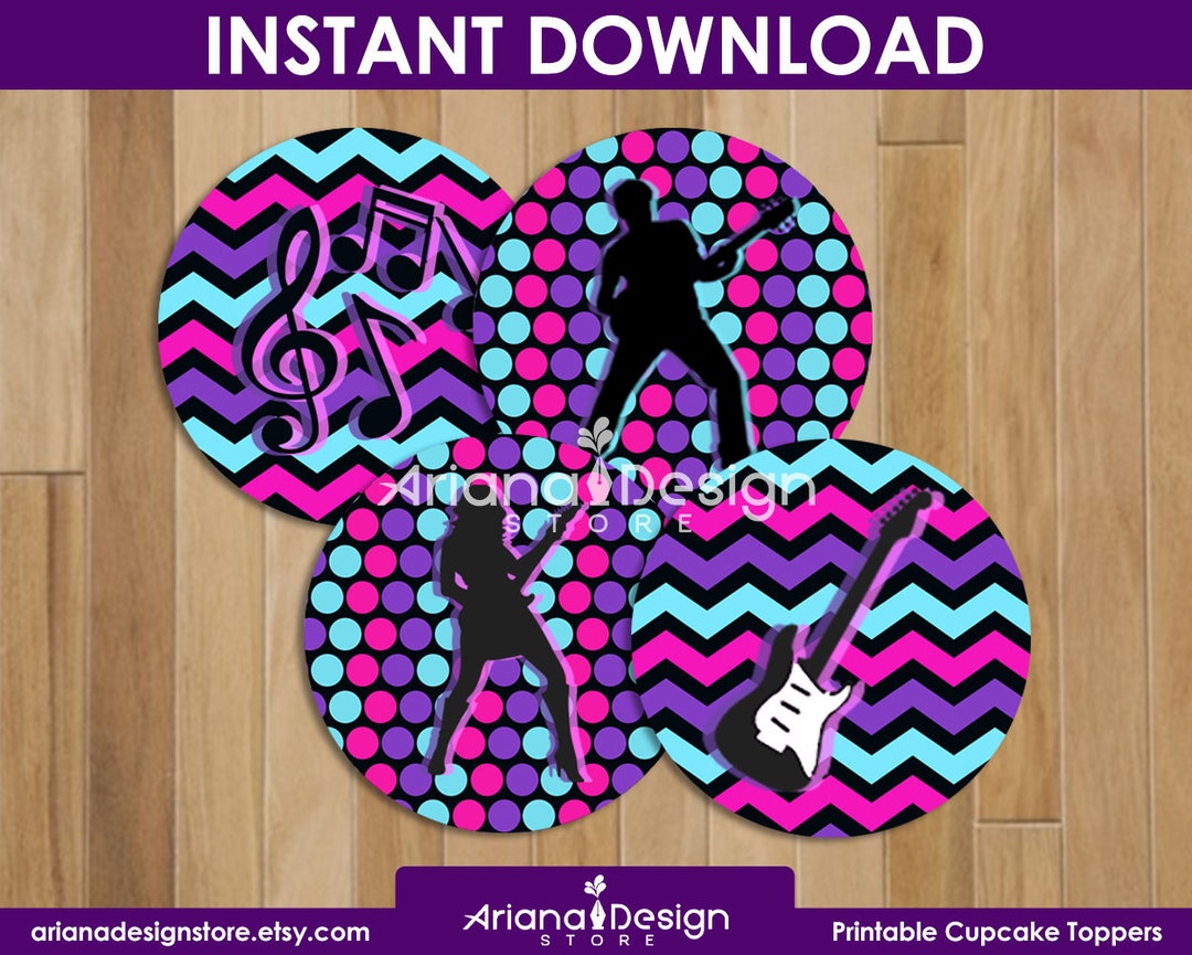 Rock Star Cupcake Toppers Printables Rock Star Cupcakes Decoration Rock ...