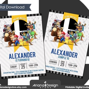 Smash Bros Digital Invitation Smash Bros Birthday Invitation - Etsy