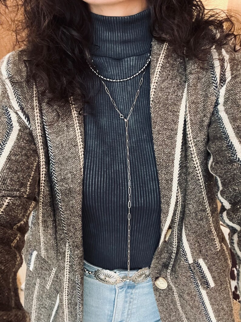 Silver Lariat Chain - Etsy