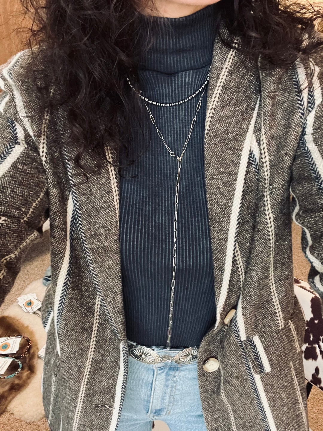 Silver Lariat Chain - Etsy