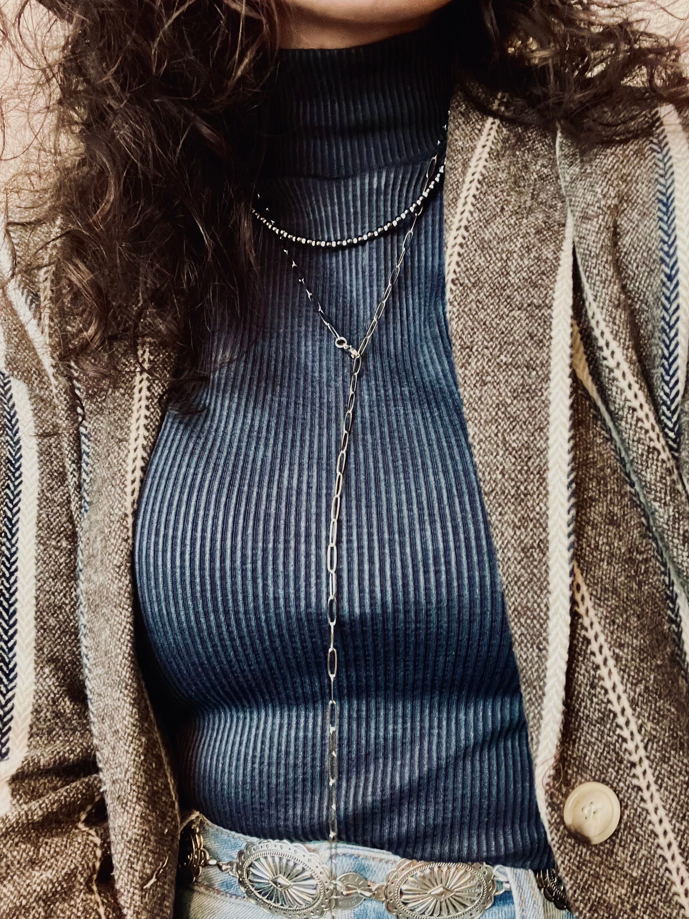 Silver Lariat Chain - Etsy