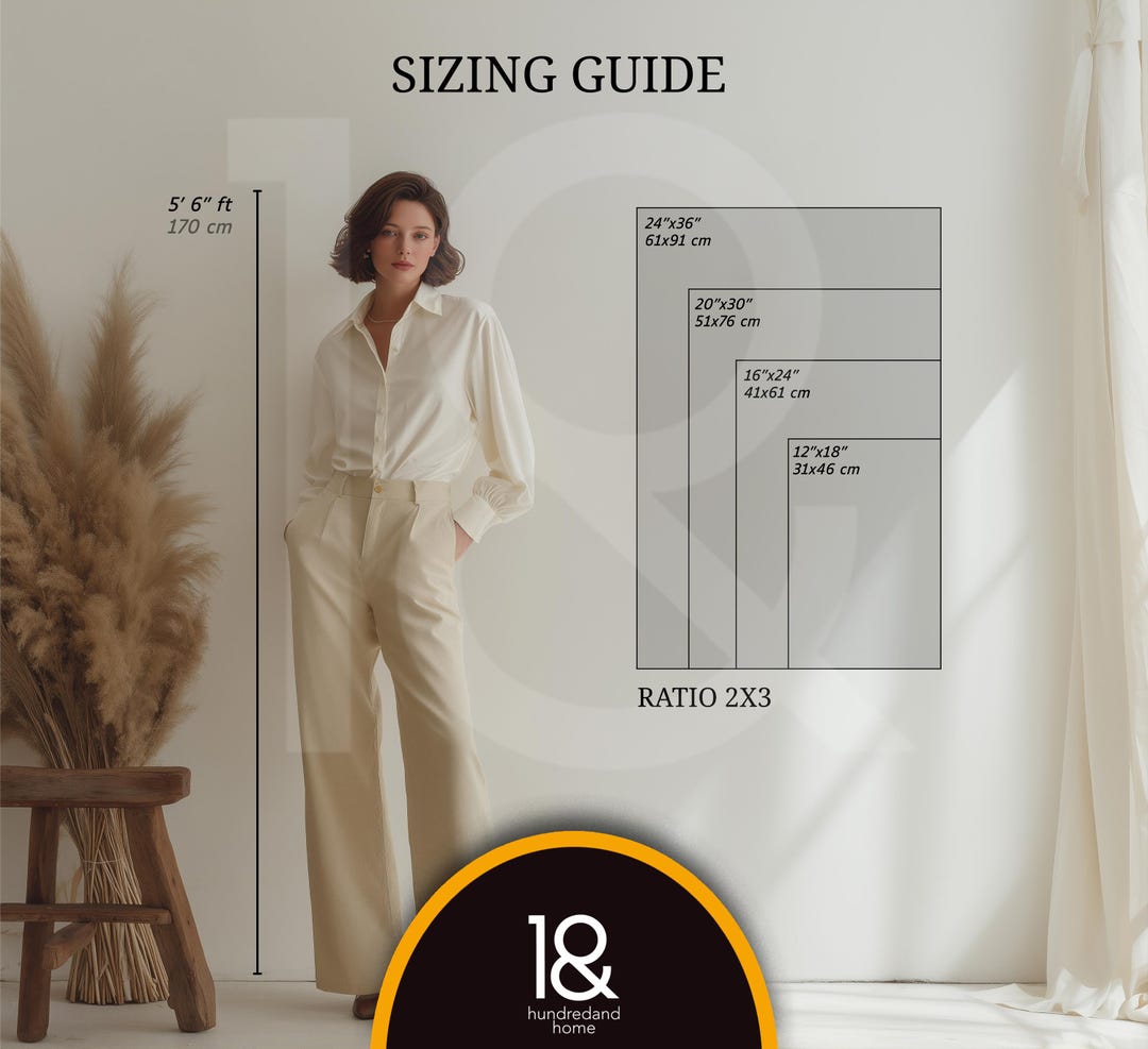 Wall Art Size Guide: Editable Canva Template (digital Download, JPG ...