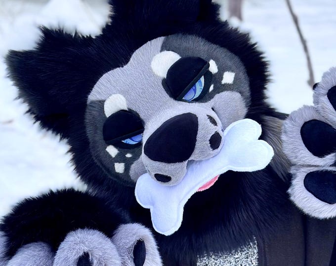 Static the Wolf Dog - NEW Fursuit Partial Ready to Ship and Wear - Artist Designed Premade ...