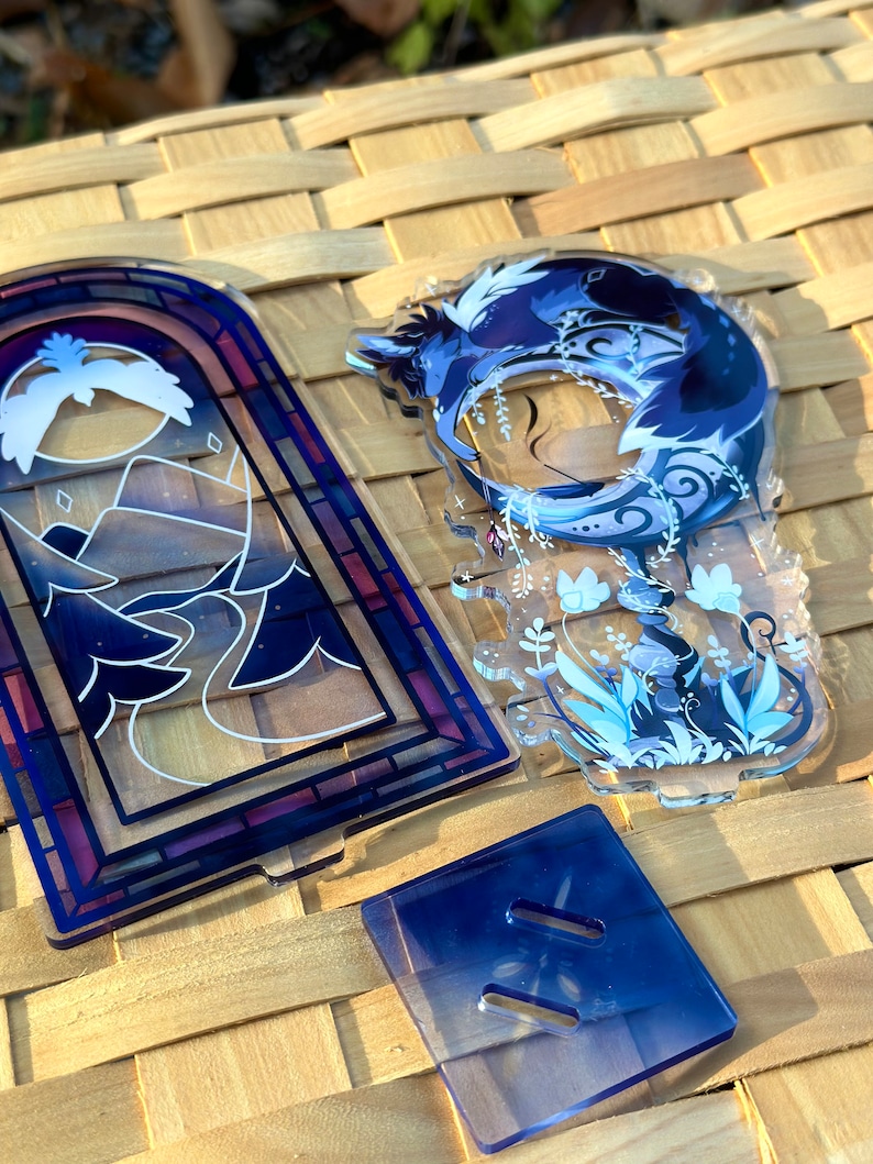 Dawn and Dusk Wolves 6 Inch Standees - Stained Glass Style Acrylic ...